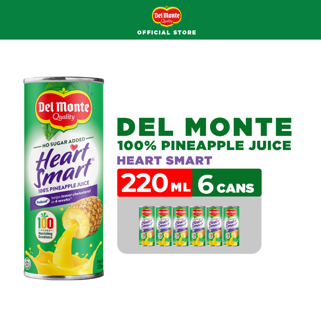 DEL MONTE 100% Pineapple Juice Drink Heart Smart with Reducol for Lower ...