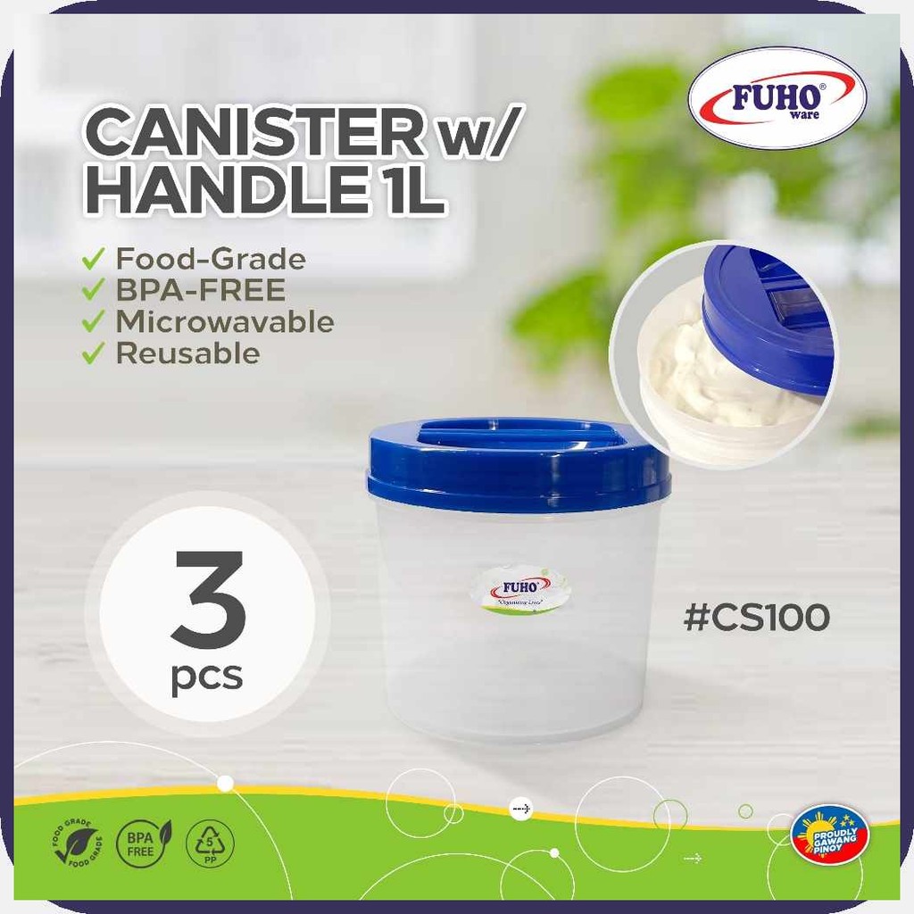 3 pcs FUHO 1L Canister Mayo Jar Canister food keeper #CS100 | Shopee ...