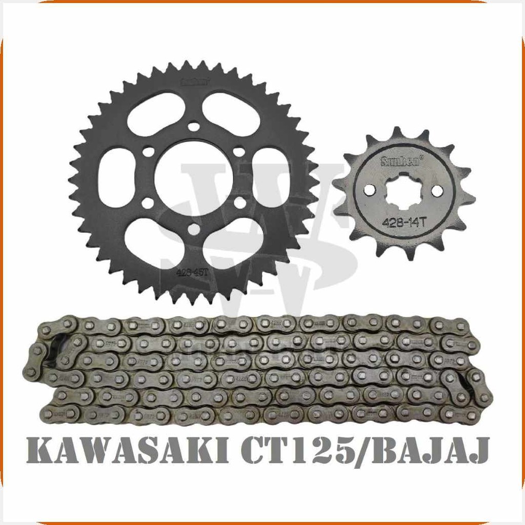 CHAIN AND SPROCKET SET FOR CT125/BAJAJ 6 HOLES 428 34T 36T 38T 42T 45T ...
