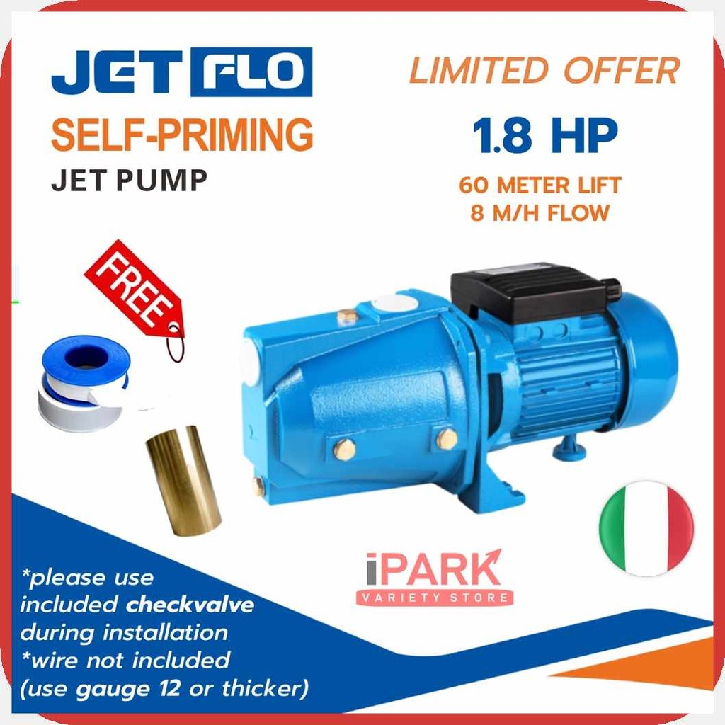 ITALY JetFLO 1.8 HP 1.5 HP Booster Water Pump Jetmatic COPPER (Free ...