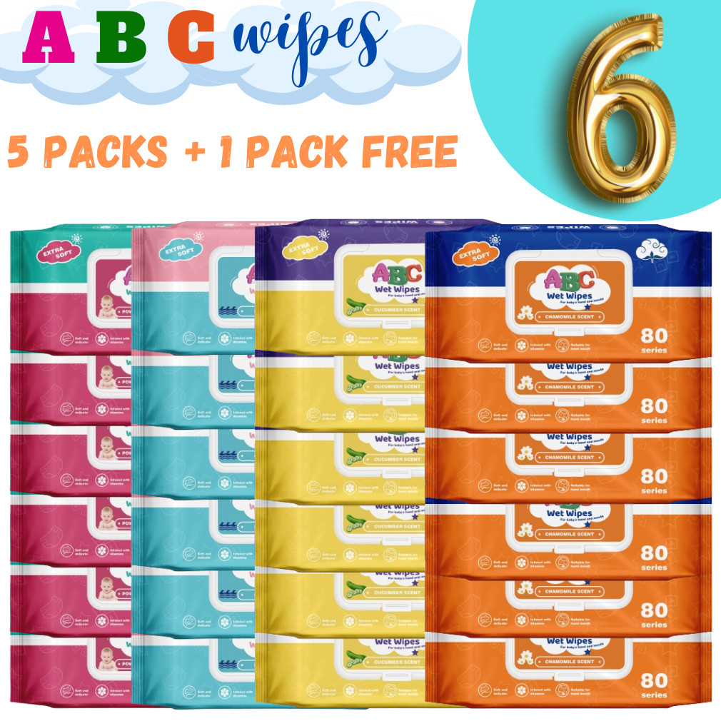 5 PACKS ABC PLUS 1 PACK FREE ABC WET WIPES 80 SHEETS | Shopee Philippines