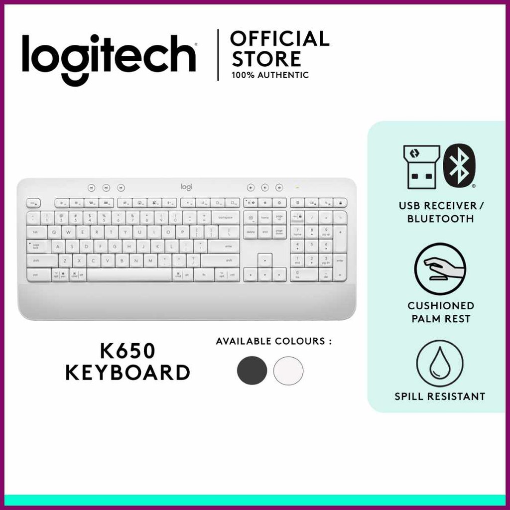 Logitech@u|Signature>og$K650/m^Black/V^//W^White/r^Spill-Resistant/r ...