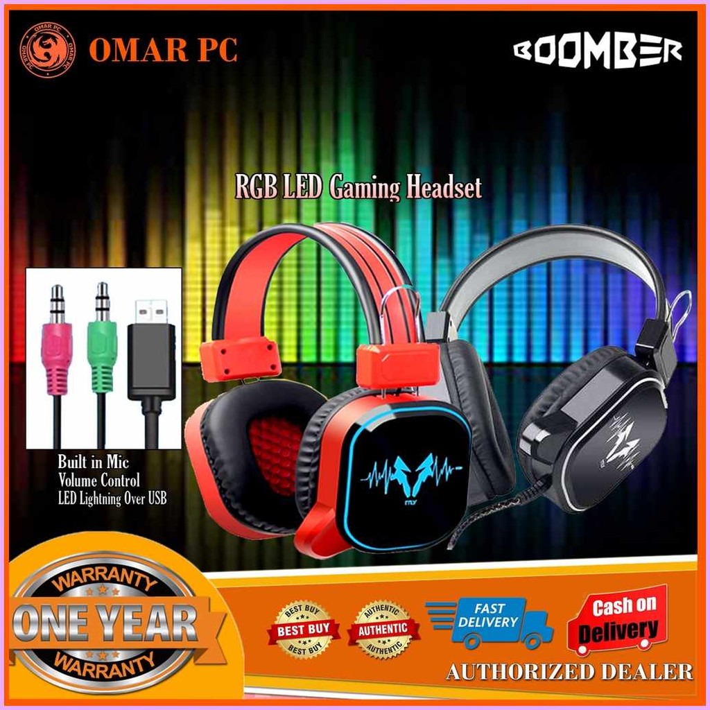 BOOMBER RGB LED GAMING HEADSET (RED / BLACK /WHITE ) | Shopee Philippines