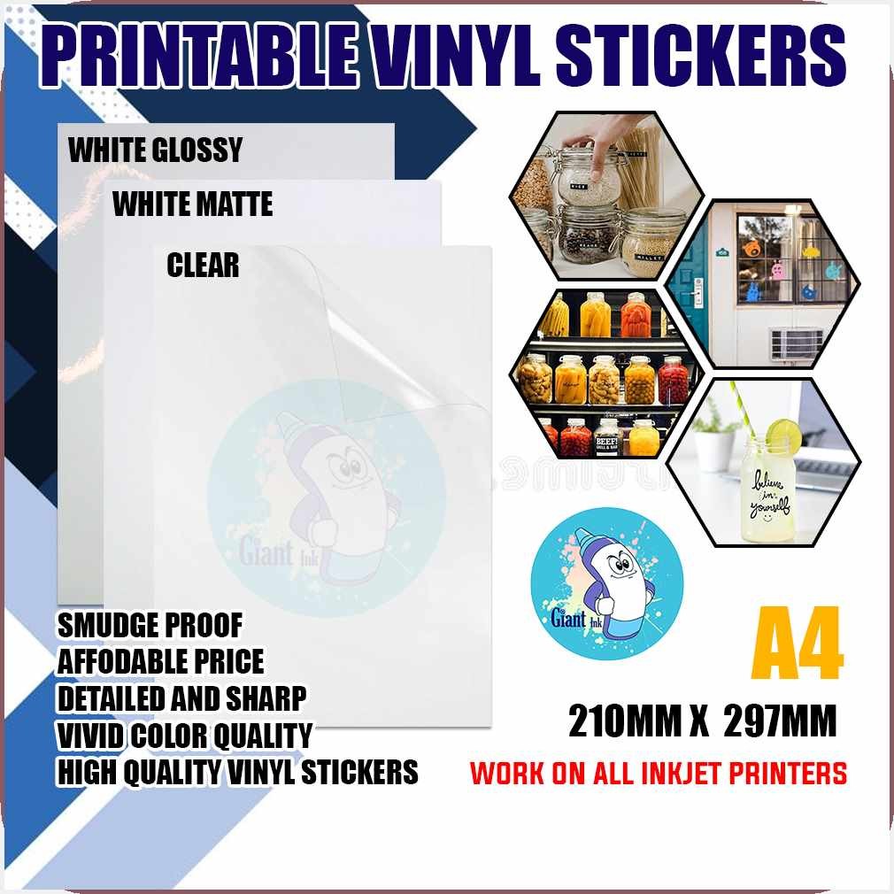 Printable Clear Sticker A4 Size - Inkjet Label Sticker Glossy ...