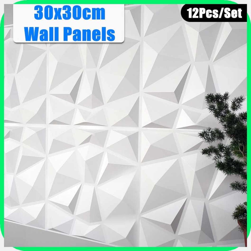 12Pcs PVC 3D Wall Panels Embossed Home Room Decal Background Decor ...