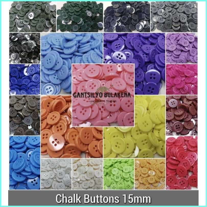 CHALK=r`BUTTONS 5/8inch)K>15mm)I>4)D>Holes 12pcs PER PACK | Shopee ...