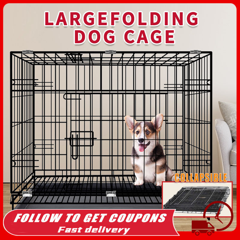 Easy-fold Pet Cage with Poop Tray - Large Spacious Collapsible Dog ...