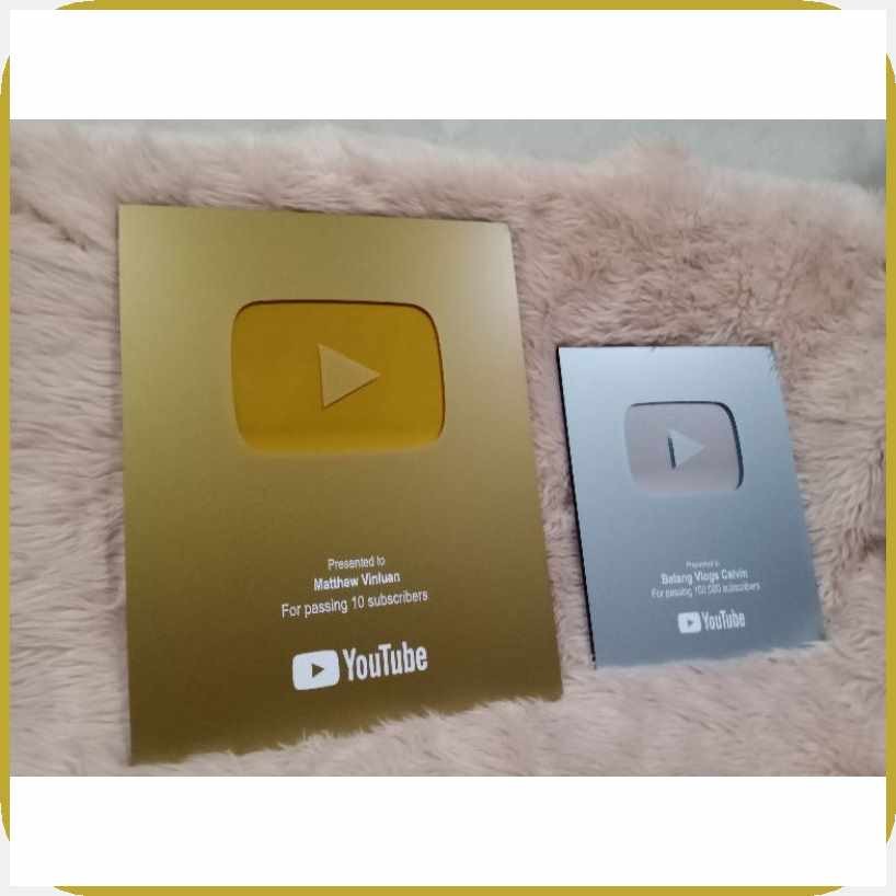 Acrylic BIG SIZE YouTube Golden Play Button Display with Personalized ...