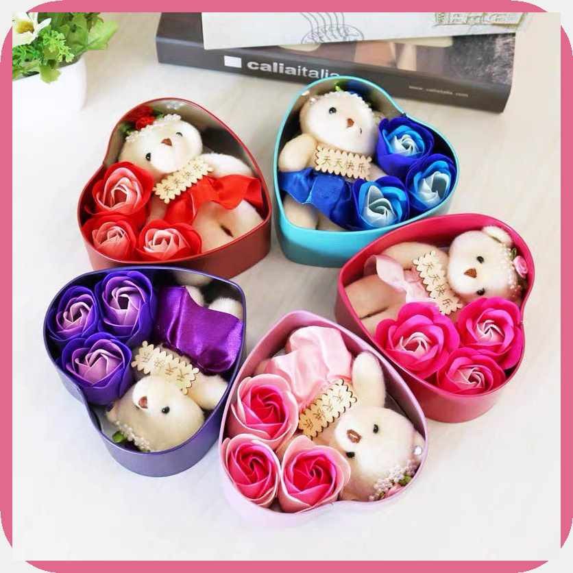 valentines^ik^Ap{gift^fn$set^zs$with^xh$rose^Rl$and^NK$teddy^JN$bear ...