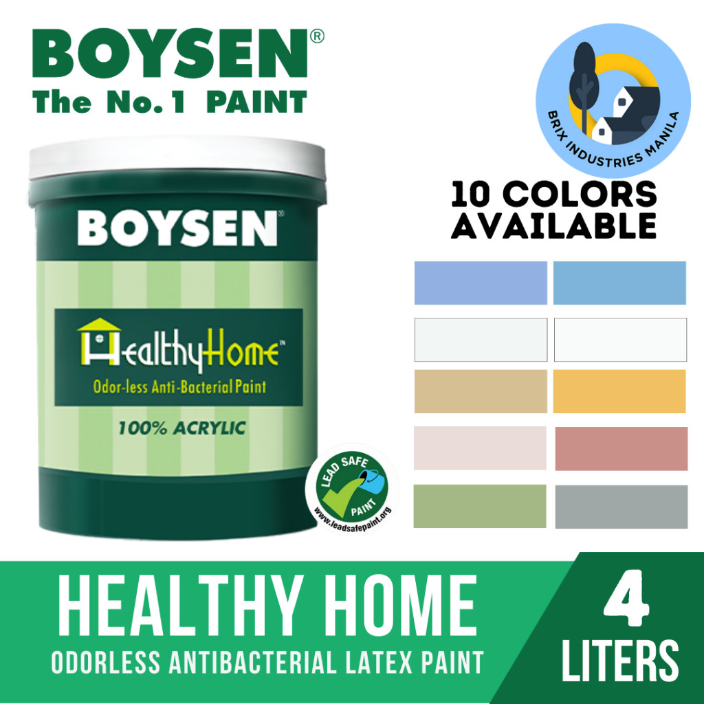 Boysen Healthy Home Odorless Antibacterial Latex Paint 4 Liter (Gallon ...