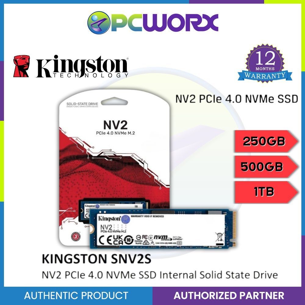 Kingston SNV2S 250GB / 500GB / 1TB NV2 M.2 2280 NVMe PCIe 4.0 SSD | Kingston Internal SSD ...