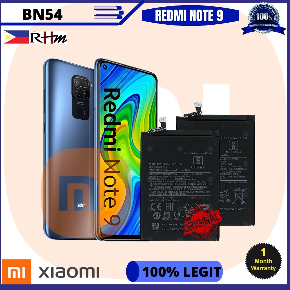 RED MI Note 9 Battery, Model BN54 High Quality Battery | Shopee Philippines