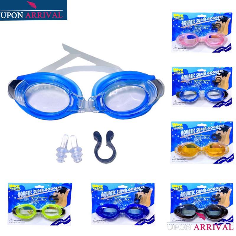 Adult And Kids Adjustable Swim Goggles Set With Earplug And Nose Clip ...