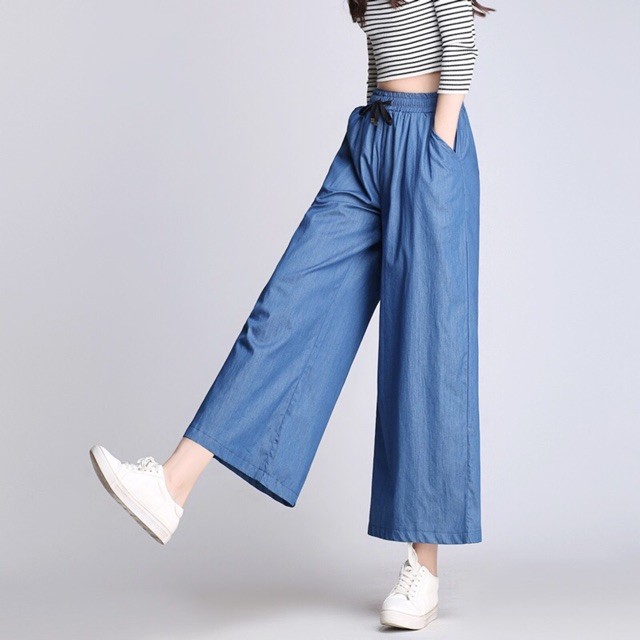 Ladies Soft Denim Square Pants 3/4Tokong cullotes(25-32） | Shopee ...