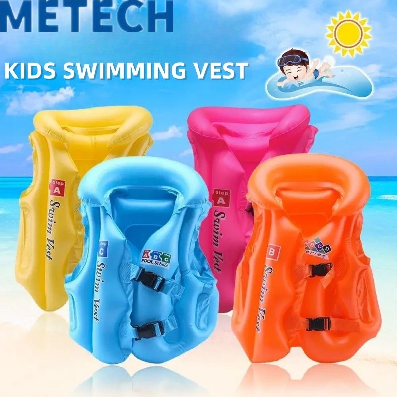 METECH Kids Inflatable Safety Swim Vest Life Jacket Swimming Aid PVC ...