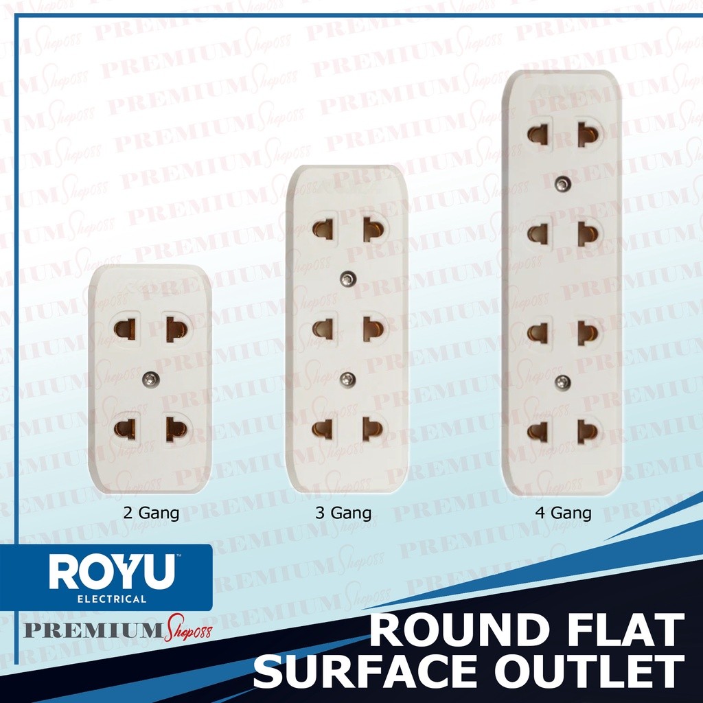 Royu Surface Type Convenience Universal Outlet Round Flat 2 3 Gang 2G ...