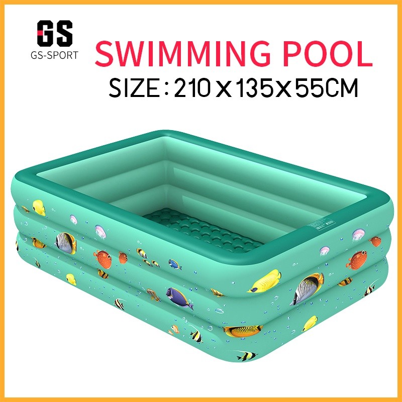 Inflatable Pool Kids Inflatable Swimming Pool 3 LAYERS Rectangular ...