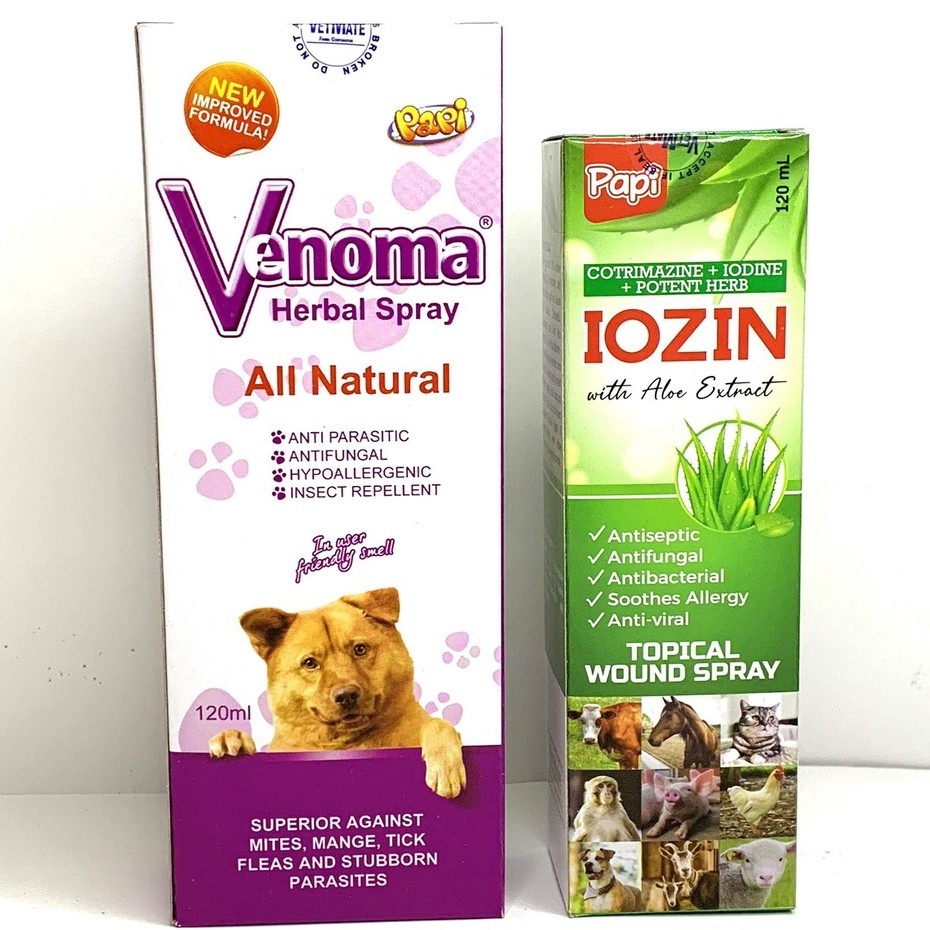 [FCR AGRIVET] Papi Iozin Wound Spray 120ml with Papi Venoma Herbal ...