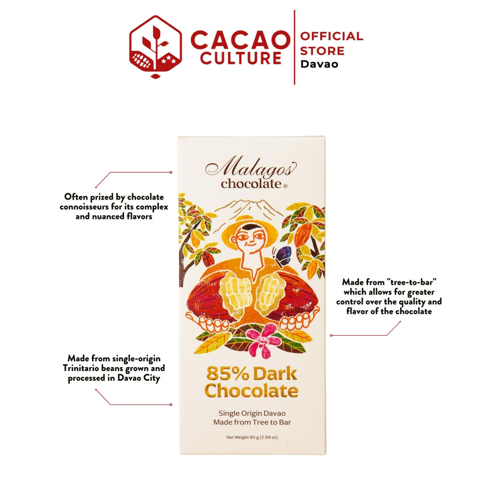 Cacao Culture |Malagos -85% Dark Chocolate Bar 85g |- Premium Davao ...