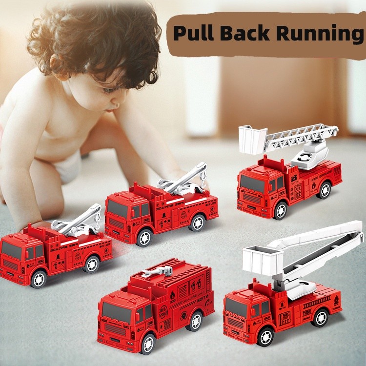 Mini Size Trucks For Kids Toys Fire Truck Inertia Pull Back Car Toys ...