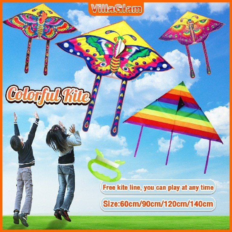 VG Colorful Butterfly Kite Big Triangular Rainbow Kites Children Toy ...