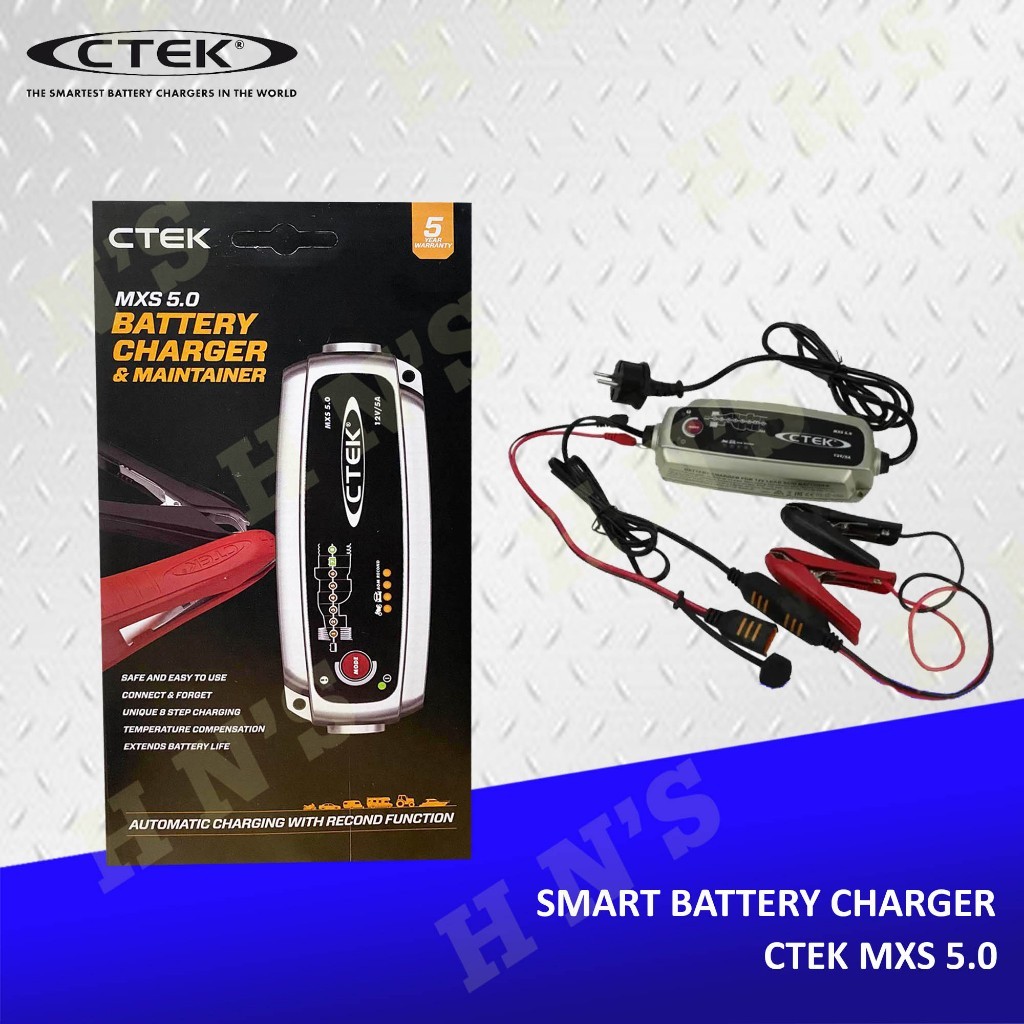 CTEK MXS 5.0 12V/5A Smart Car Battery Charger and Maintainer Value Pack ...
