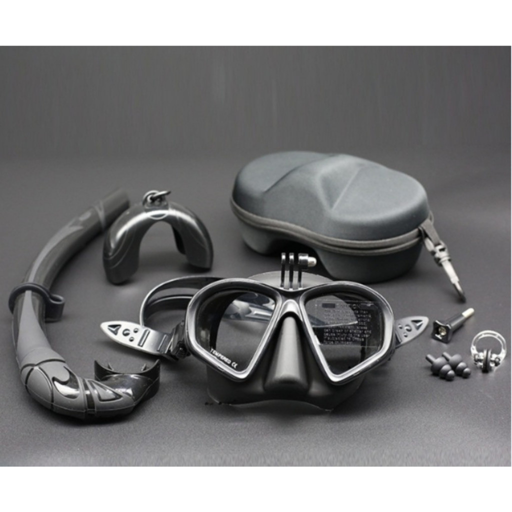 DiveShark Tempered Glass Freediving Mask Snorkeling Set Foldable ...