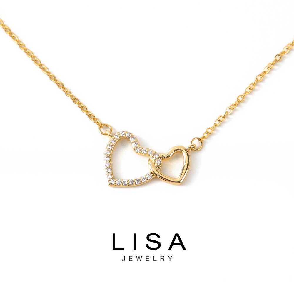 LISA jewelry 18K Gold Necklace Small Fresh Love Heart Buckle Pendant ...