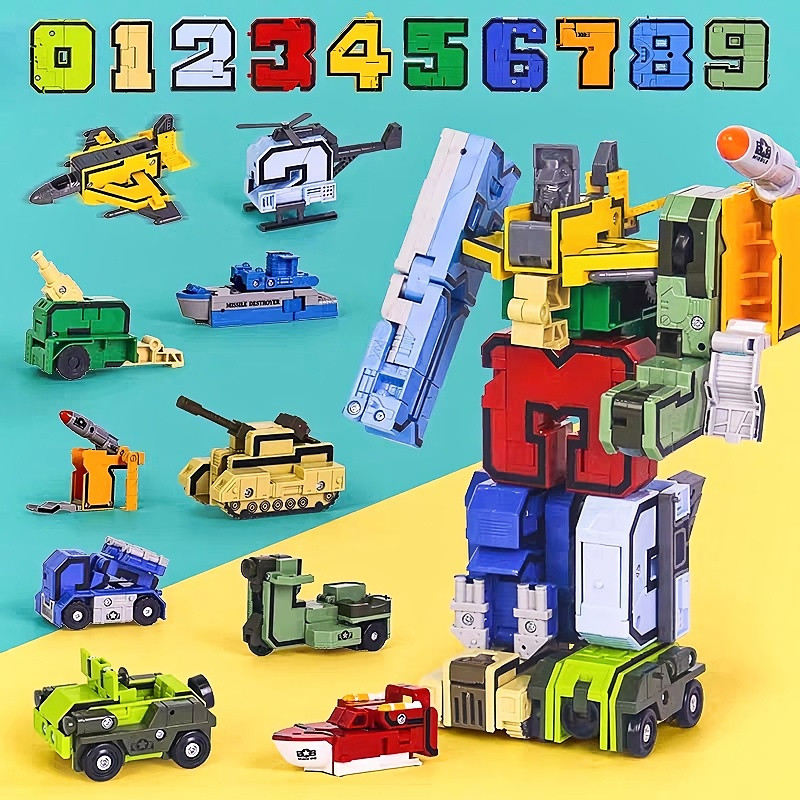 Number Deformation Robot Toys Kids Number Learning Assemble Building ...
