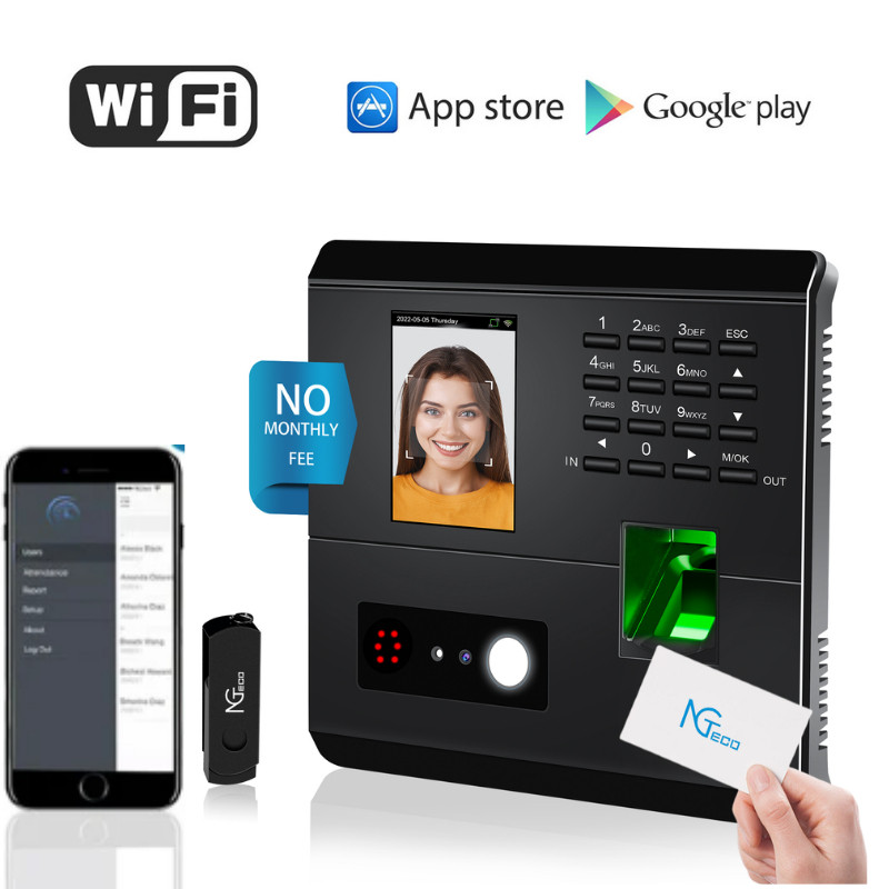 NGTeco Attendance MB1 Time Machine Face+Fingerprint+ID Card+PIN Time ...