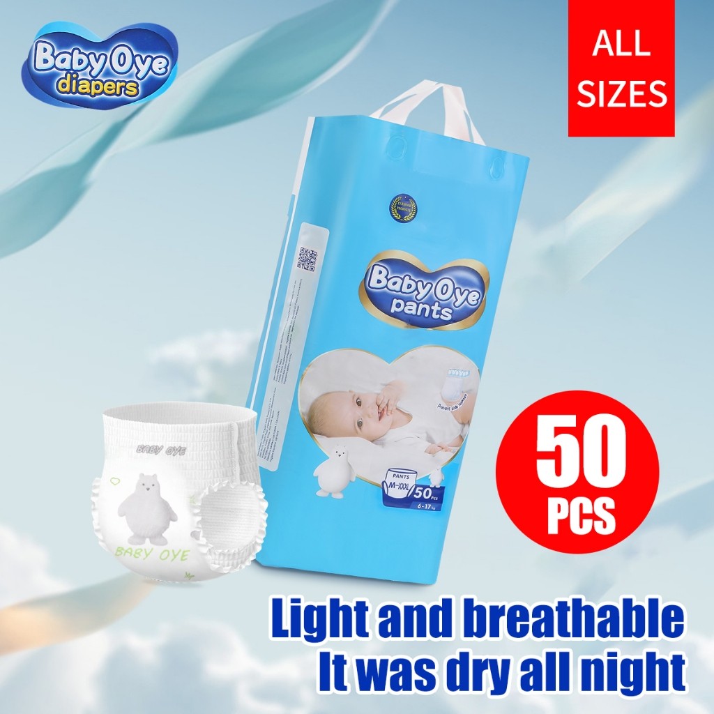 BabyOye 50pcs Korean Baby Diaper Pants (NB,S,M,L,XL,XXXL) Tape ...
