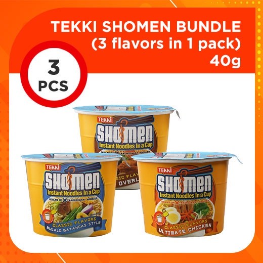 Tekki Shomen Instant Cup Noodles Assorted Flavor Bundle( 40g x 3pcs ...