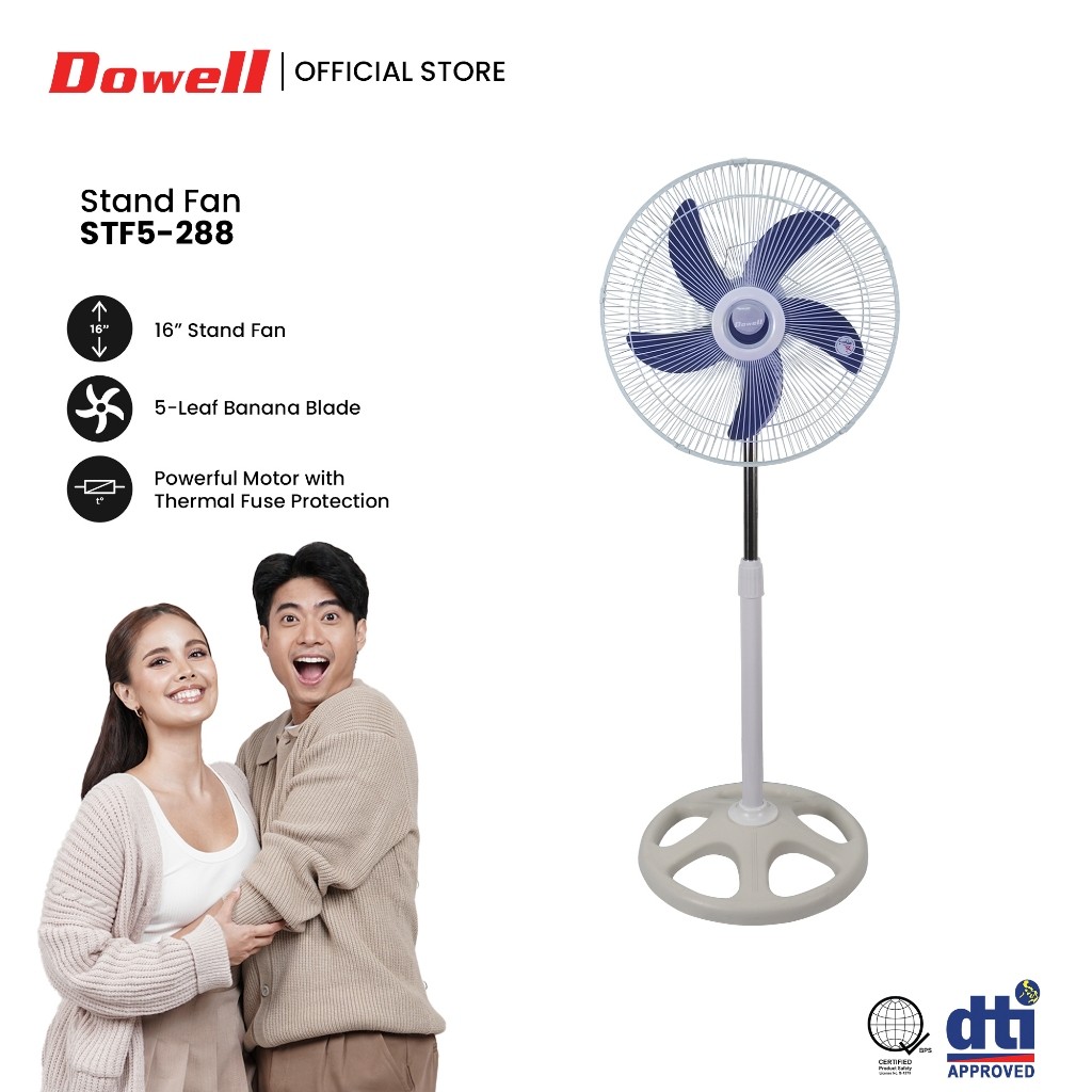 Dowell Stand Fan I 16 Inch Thermal Fuse Protected 5 Leaf Banana Blade ...