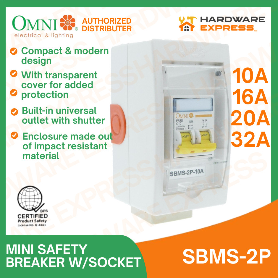 OMNI Mini Safety Breaker with Socket (10A/ 16A / 20A / 32A) | Shopee ...