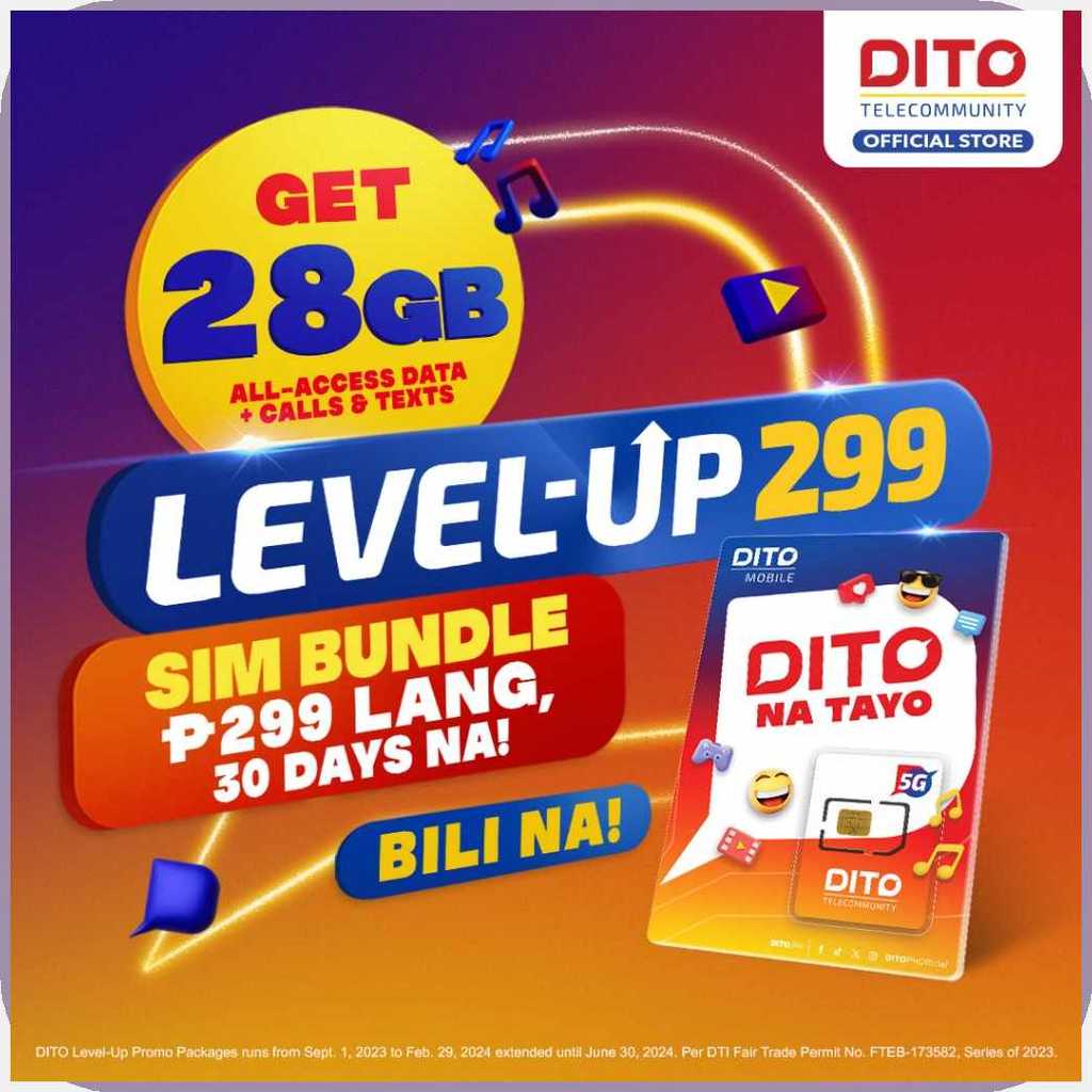 DITO 5G SIM with Level-Up 299 Bundle (28GB Data) | Shopee Philippines