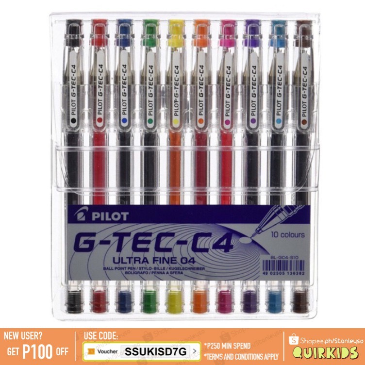 Pilot GTec 10 Color 0.4 Signpen Gel Pen Ink C4 Set Gtech G-tec | Shopee ...
