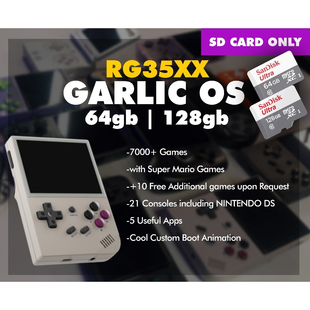 Micro SD Card w/ Garlic OS for Anbernic RG35XX w/ Super Mario and NDS ...