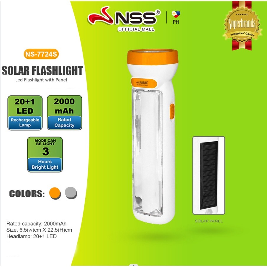 NSS 3 in 1 LED Rechargeable Emergency light and solar panel Torch with ...
