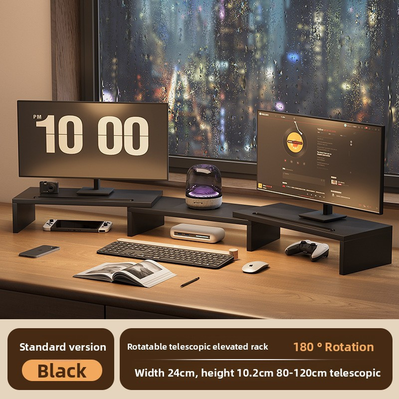 Dual Monitor Stand Riser- 3 Shelf Screen Stand with Adjustable Length ...