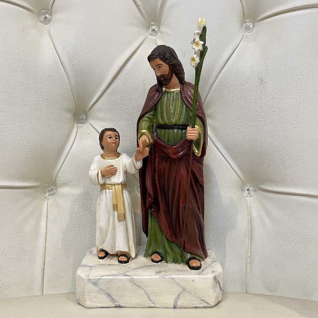 Saint Joseph the Worker with Jesus Christ 9.5 x 16 x 31 cm Figurine ...