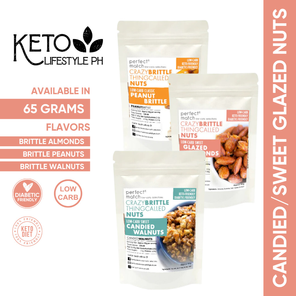 KETO Brittle|Candied Almonds & Walnuts 65g (SUGAR-FREE/LOW-CARB ...