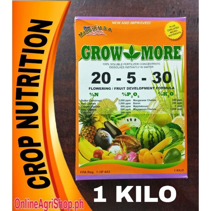 GROW MORE 20-5-30 FLOWERING OR FRUIT DEVELOPMENT FORMULA FOLIAR ...