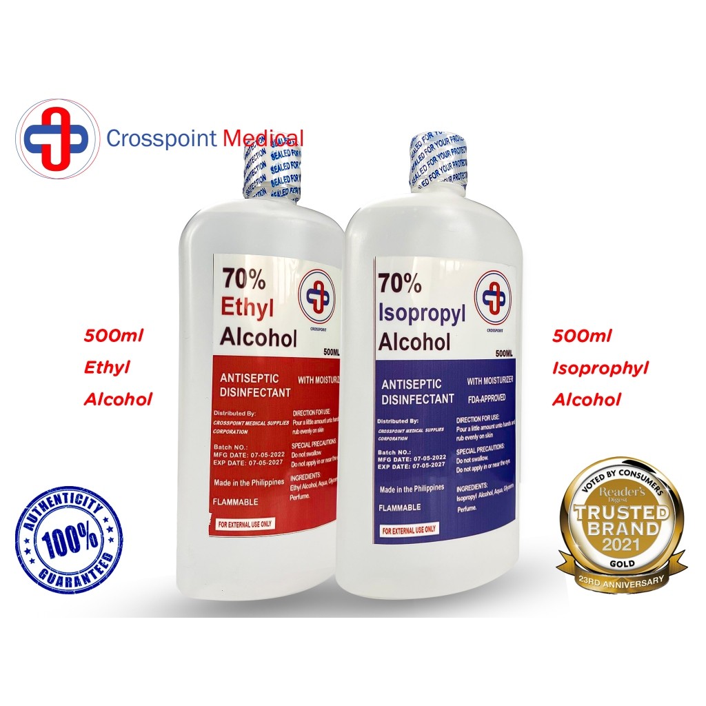Crosspoint Isopropyl 75% Alcohol 500 ML (Blue) | Shopee Philippines