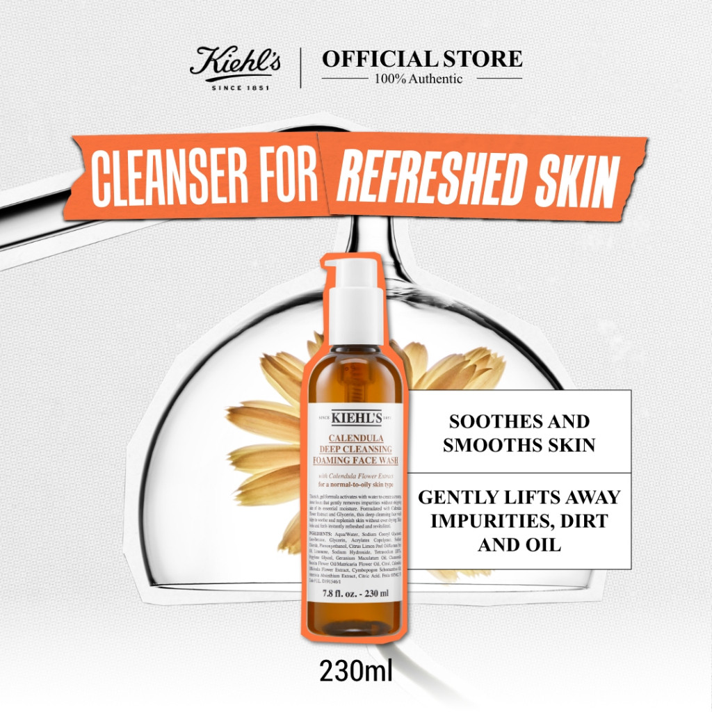Kiehl’s Calendula Deep Cleansing Foaming Face Wash - With Renewable ...