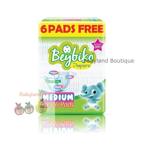 BEYBIKO DIAPER MEDIUM by 60+6pcs/Pack | Shopee Philippines