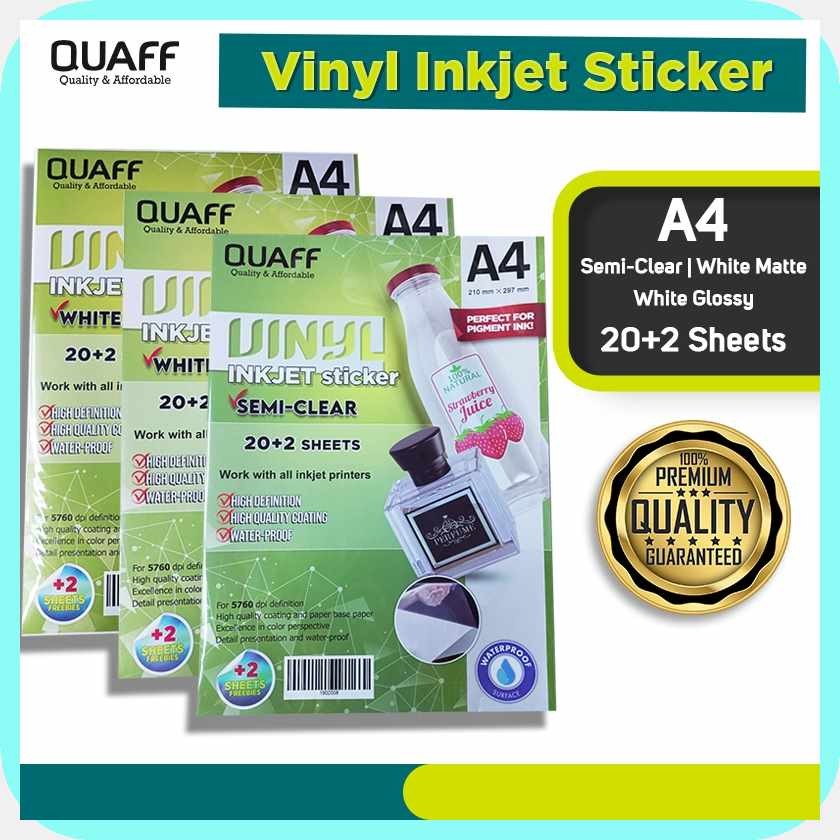 QUAFF_a,Waterproof)Dw)Semi-clear)YY>Transparent)im>Sticker)dV>A4)ag ...