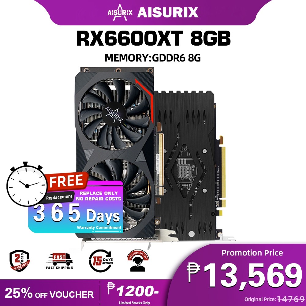 AISURIX Brand New RX 6600XT 8G Graphics Card 8G/128Bit/GDDR6 GPU Video ...