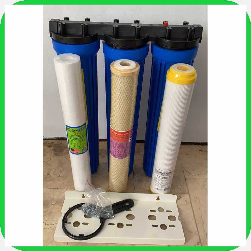 3 Stages Filter Housing 20SL Blue Three Conjoin+filter | Shopee Philippines