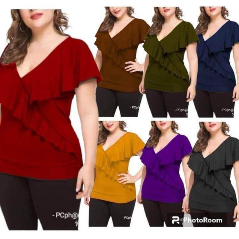 SILVANA CASUAL RUFFLES SLEEVELESS BLOUSE PLUSSIZE (CAN FIT LARGE UPTO ...