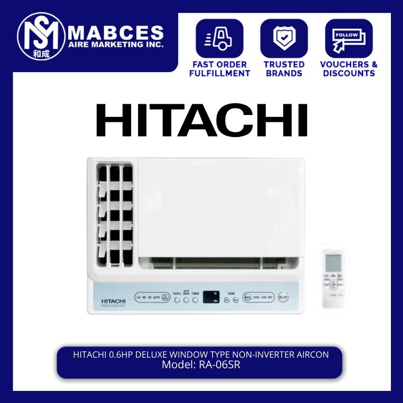 Hitachi 0.6HP Deluxe Window Type Non-Inverter Aircon RA-06SR | Shopee ...